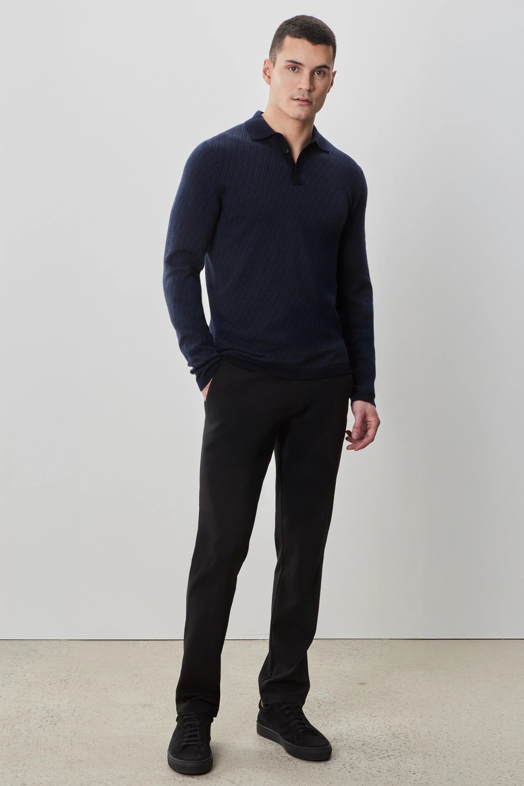Robert Barakett Borja Navy Long Sleeve Polo – Newman's Menswear